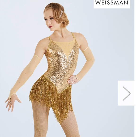 Weissman | Costumes | Weissman Gold Dance Costume With Fringe | Poshmark